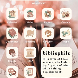 Book Lover App Icons, Bookworm Ios Icons, iPhone Icons for Book Lovers ...
