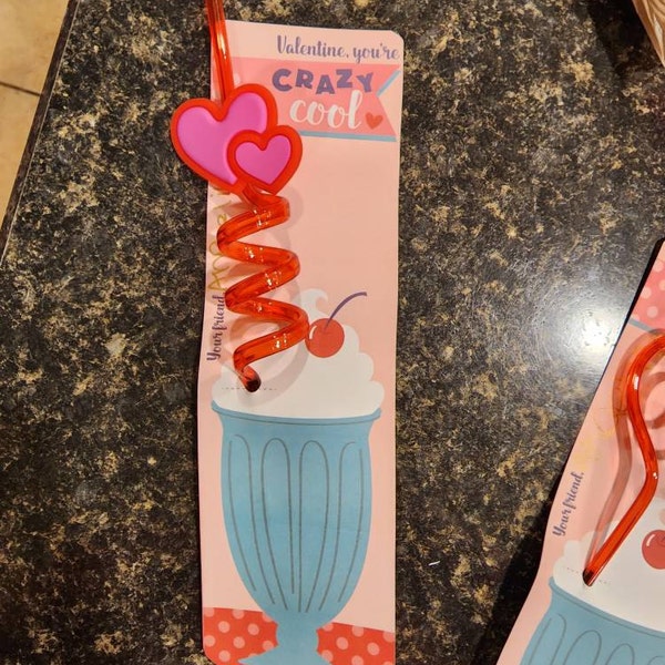 Printable Crazy Straw Valentine Milkshake Card Non Candy Valentine's ...