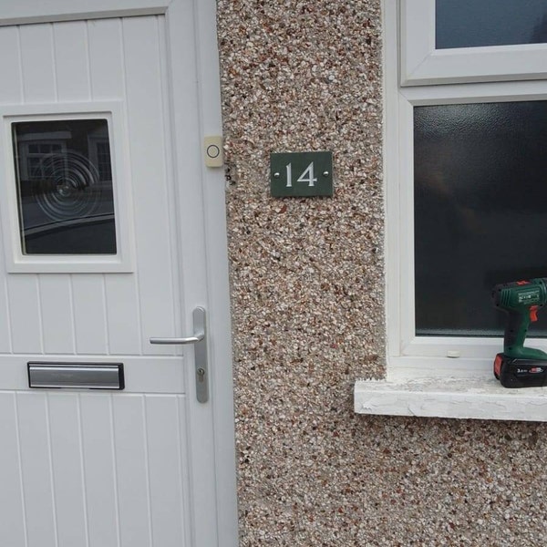 Handcrafted Green Slate House Number: Engraved Sign, Welsh Made - Etsy UK