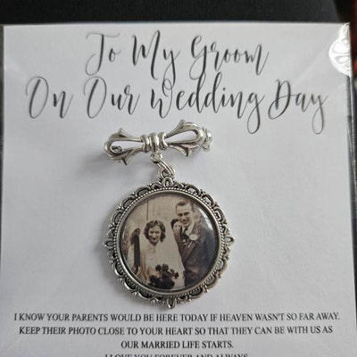 Personalised Memorial Photo Bow Charm Pin/gift for Groom/him/heaven ...