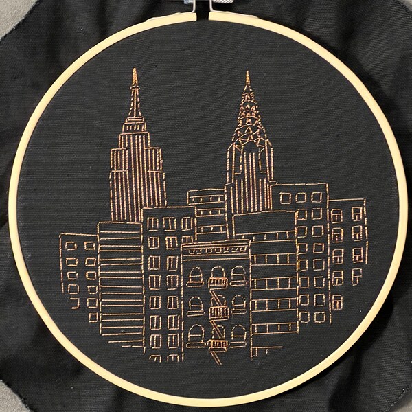 New York Hand Embroidery PDF Pattern | Cityscape Skyline Architectural ...