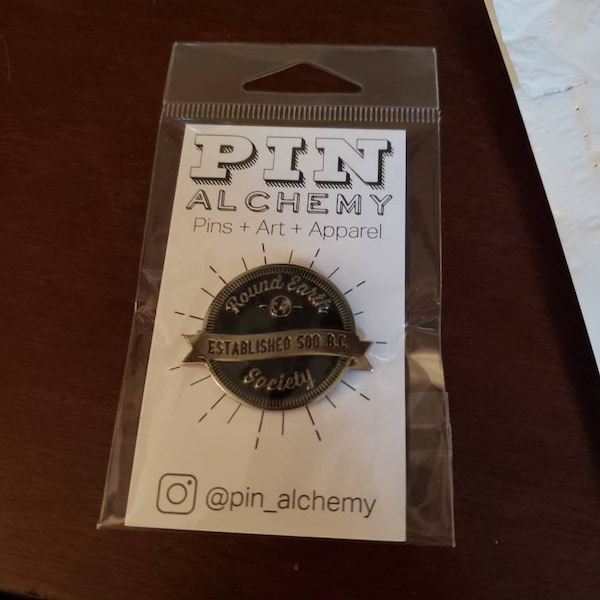 Round Earth Society Enamel Pin | Flat Earth Lapel Pin | Science Hat Pin ...