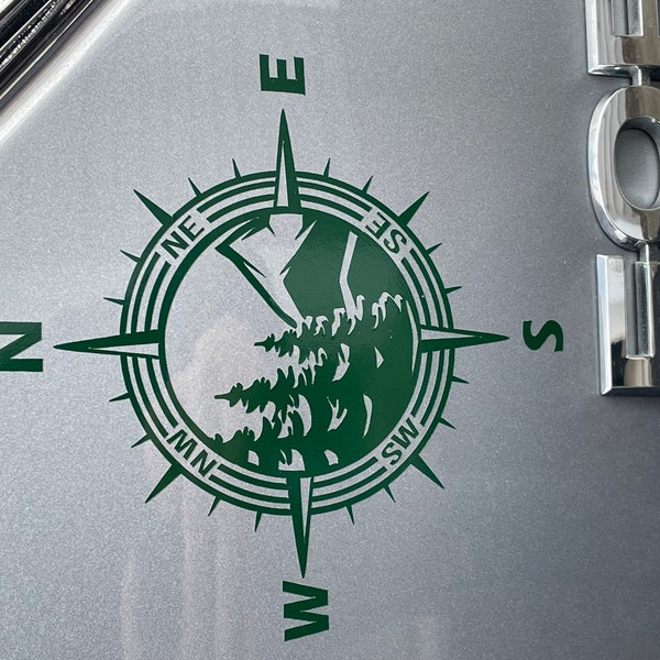 Compass Mountain Car Decal: Adventure Laptop Sticker - Etsy