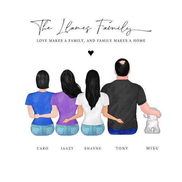 Custom Portrait Family Print, Personalized Gift for Family, Our Family ...