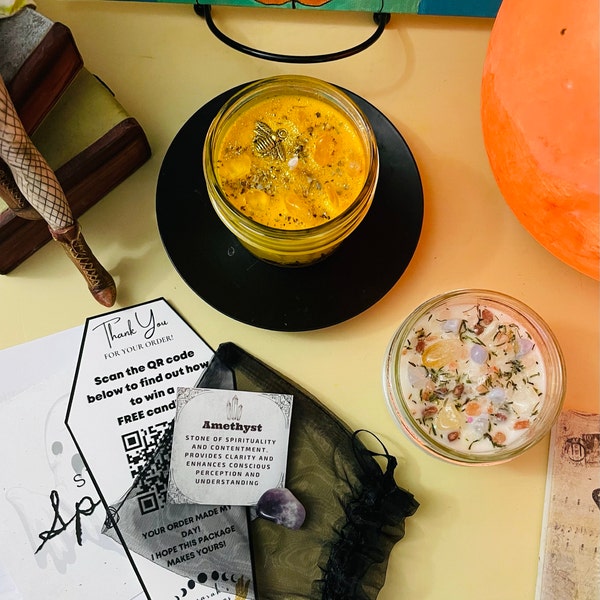 Bee Happy Candle, Positive Energy Candles, Crystal & Herb Candle, Soy ...