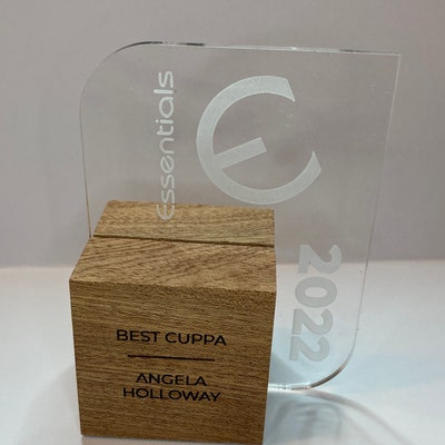 LEAF Personalised Wooden Acrylic Trophy Award Personalized Bespoke ...