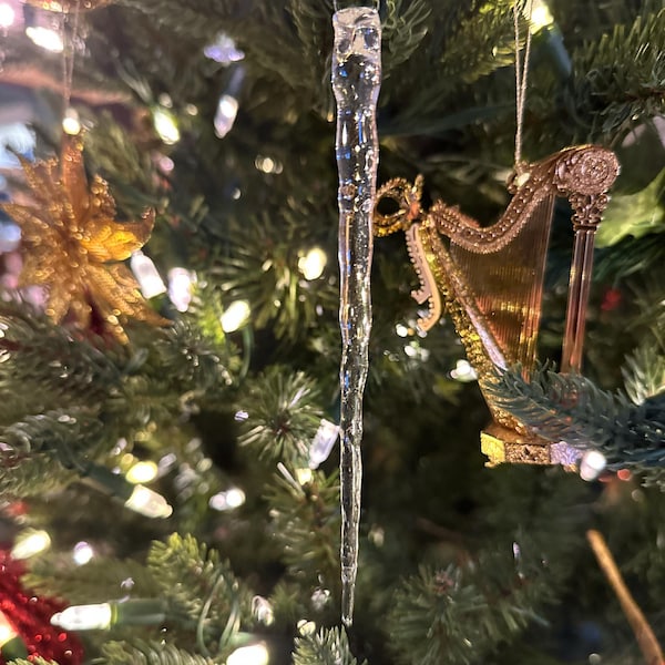 Glass Icicles, 6 Blue Glass Handmade Christmas Ornaments, Holiday ...