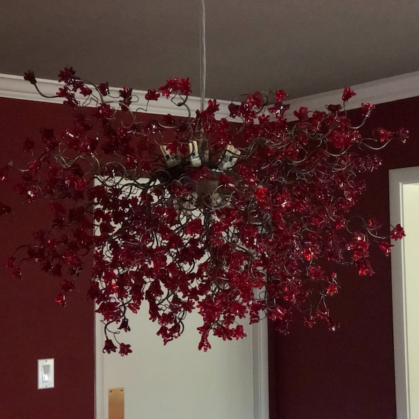 Red Light Fixture, Modern Hanging Chandeliers for Dining Room, Living ...