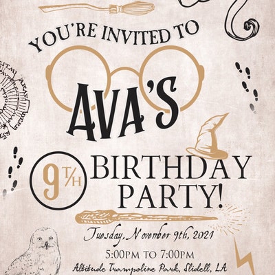 Witchcraft & Wizardry Invitation, Sorcery Birthday Invitation, Owl ...