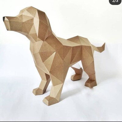 Golden Retriever Paper Model ,papercraft ,DIY ,low Poly ,PDF Papercraft ...