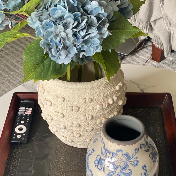 20" Luxury Realistic Dusty Blue Hydrangea Artificial Flowers, Faux Real ...