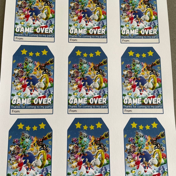 Sonic Thank You Tag, Sonic Birthday Party, Sonic Party Favor Tags ...
