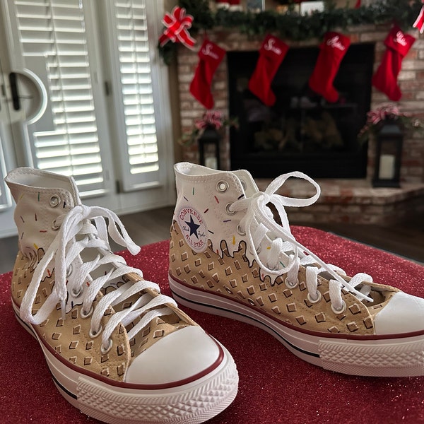 Ice Cream Cone Hand Painted High Top Converse - Etsy