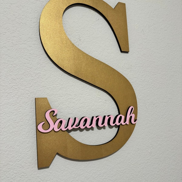 Custom Wooden Wall Name Sign Wood Big Letters Modern Nursery Bedroom ...