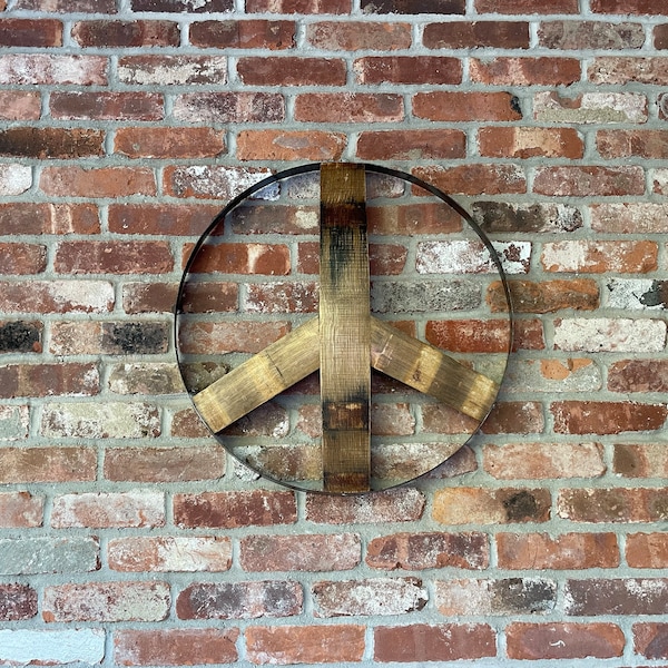 Unique Hanging Peace Sign Made From Authentic Reclaimed Wine/whiskey ...