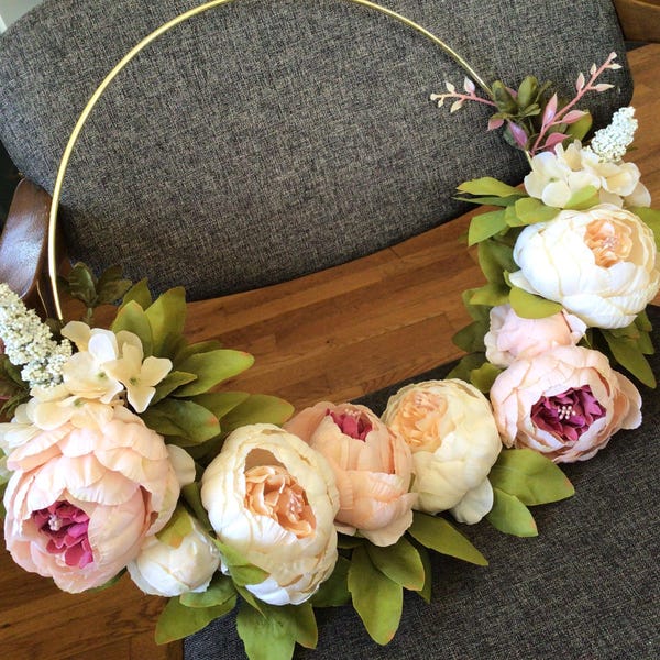 Summer Peony Wreath, Pink Wreath for Front Door, Lambs Ear Wreath - Etsy