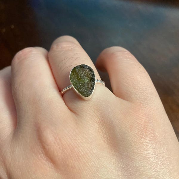 Moldavite Stone Rings, Authentic Moldavite Rings, 925 Sterling Silver ...