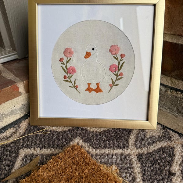 Cute Duck Embroidery Pattern Download, Cottagecore Duckling Embroidery ...