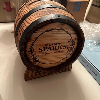 Wedding Barrel Card Box 10L, Personalized Oak Whiskey Barrel Box, Wine ...