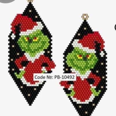Beaded Grinch Earrings Miyuki Brick Stitch Beading Pattern PB-10492 - Etsy