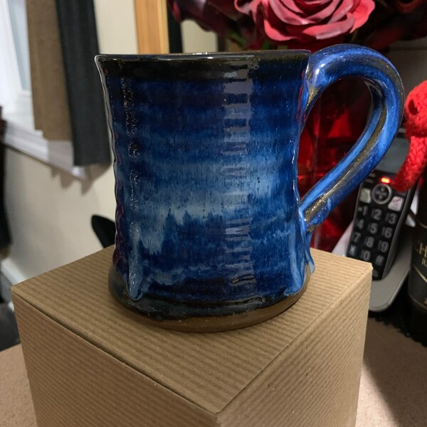 Rustic Mug, Handmade Coffee Mug in Bright Blue - Etsy