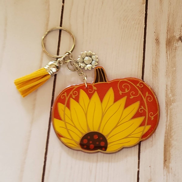Fall Pumpkin Sunflower Key Chain SVG. Sunflower Svg, Key Chain Svg ...