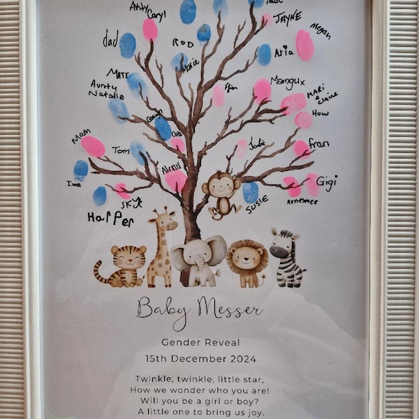 Winnie and Piglet Gender Reveal Fingerprint Tree | Gender Reveal Guest ...