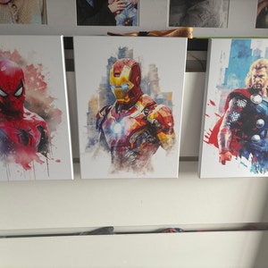Superhero Set of 6 Spiderman Poster Watercolor Marvel Gift Printable ...