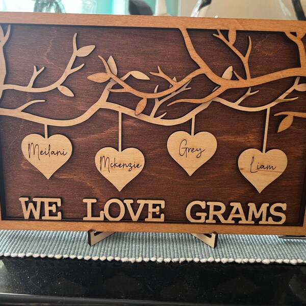 Family Tree Hanging Heart 3D Wall Hanging Decoration or Gift With Stand ...