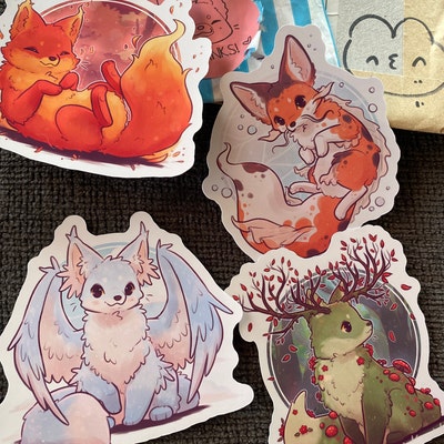 Elemental Foxes Stickers And/ or Prints 6x6 or 8x8 Approx - Etsy