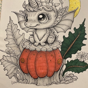 24 Baby Woodland Dragon Fantasy Coloring Page Book, Adults Kids Instant ...