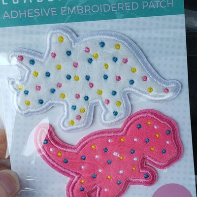 Fuzzy Dino Cookie Patch Set 2 Dinosaur Patches Adhesive Dino Patch Sugar Cookie Cute Dino ...