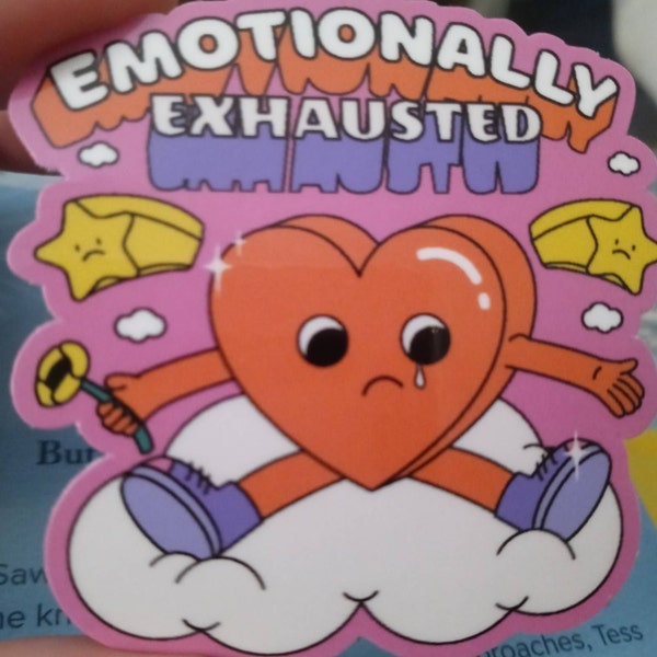 Emotionally Exhausted, Mental Health Sticker, Water Bottle Sticker ...