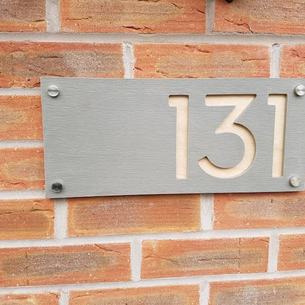 Modern House Numbers, Rectangle Concrete With Marine Plywood ...