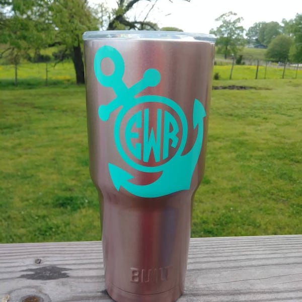 Anchor Monogram Decal Sticker for Summer Beach Lovers, Stickers for ...