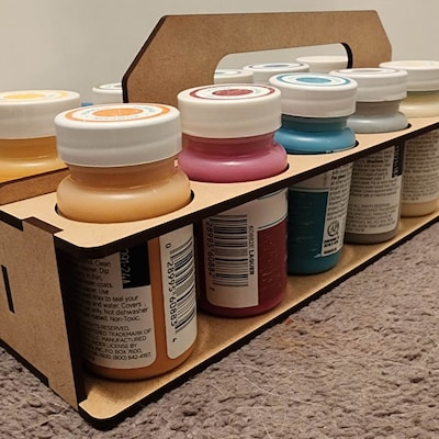 Paint Caddy for 2 Oz Paint Bottles, Acrylic Paint Storage Laser Cut ...