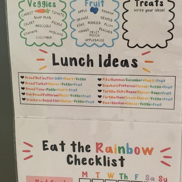 School Lunch Printable | Eat the Rainbow | Kids Nutrition, Healthy Food ...