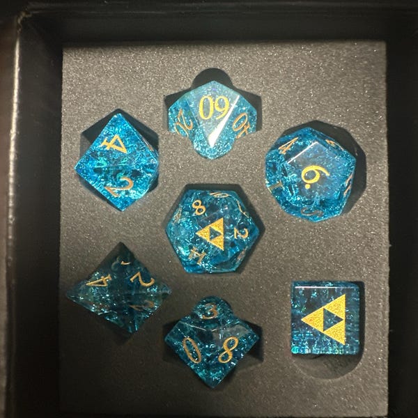 Raised Fantastic Glass Dice Set Rianbow Sharp Edge D&D Dice Set ...