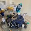 Space Rocket Themed Personalised Cake Topper, Add Name Charm and Age ...