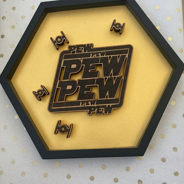 Pew Pew Pew Star Wars Inspirited Sign/ 3D Print/ Star Wars Wall Art ...