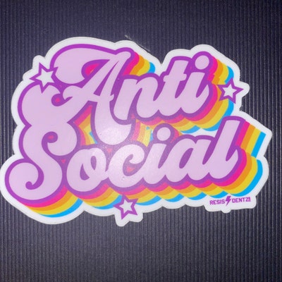 Anti Social Sticker in Colorful Retro Font, Funny Stickers for ...