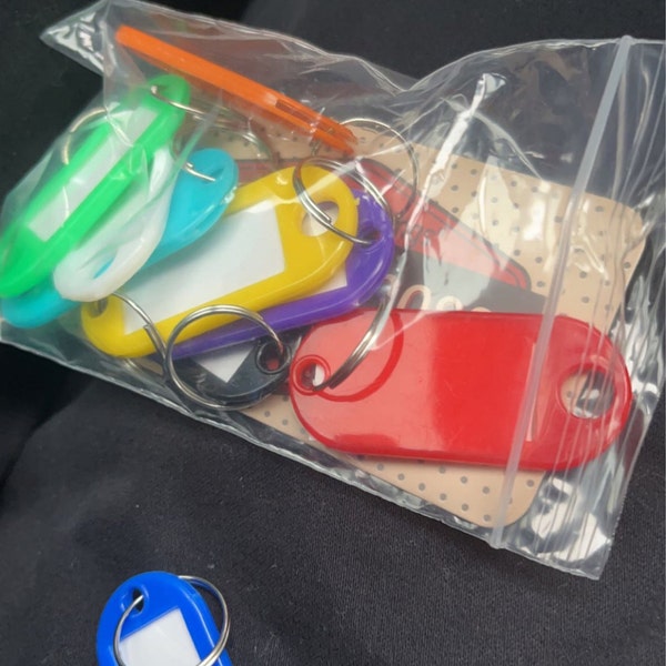 10 Ct Plastic Key Tags, Split Ring ID Tags, Easy to Label Name Tags ...
