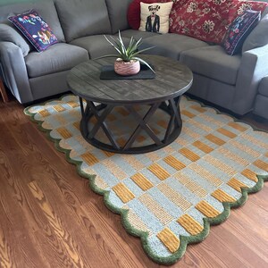 Neutral Colors, Modern Checked Pattern, Tufted Wool Area Rug for ...
