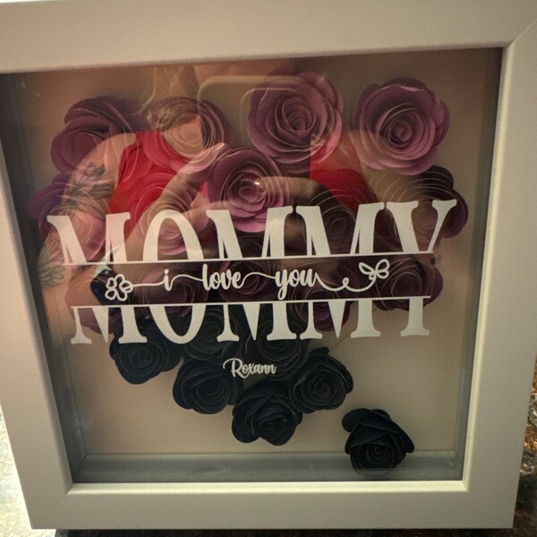 Flower Heart Shadow Box for Mom,roses Shadowbox With Custom Names ...