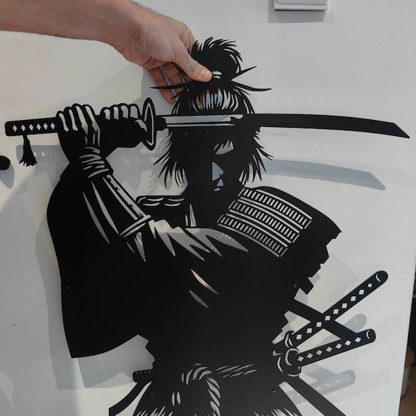 Samurai Metal Wall Decor, Samurai With Katana Wall Art, Japanese Decor ...