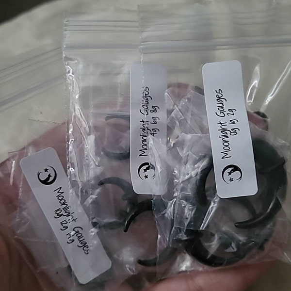 9 Black Steel Pinchers 0g-14g Pinchers Horseshoes Talons Tapers ...