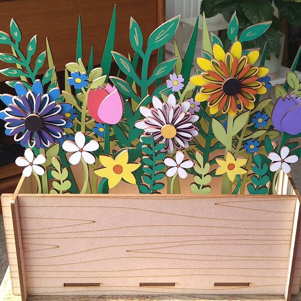 DIY 3D Layered MDF Flower Pot, Make Your Own Flower Pot, Flower Window ...