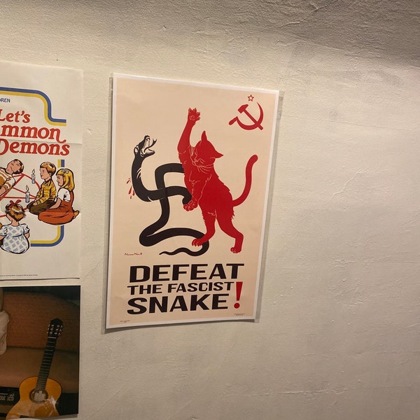 Soviet Cat - Defeat the Fascist Snake Poster - Etsy