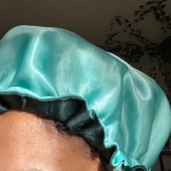 Customisable - Drawstring Double Layered Reversible Satin Bonnet ...