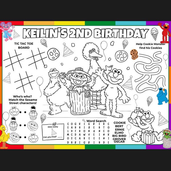 Monster Sesame Coloring Pages, Editable and Printable Elmu Activity ...